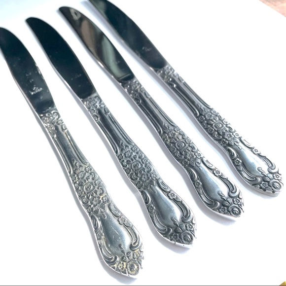 Dining | Vintage Ornate Baroque Dinner Knives Flatware Korea Set Of 4 ...
